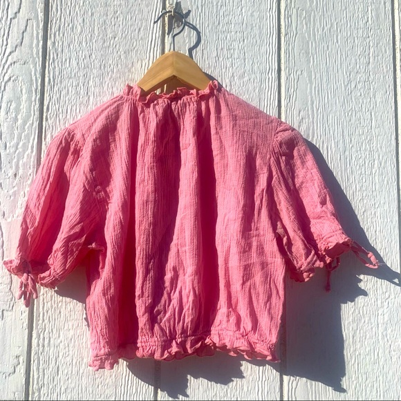 Heart & Hips | Tops | Cottagecore Pink Cropped Cotton Blouse | Poshmark